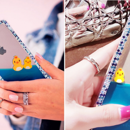 Phone Case Cute Duck Crown Bling Sparkle Glitter Stars Liquid Quicksand ...