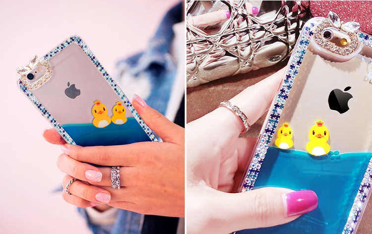 Phone Case Cute Duck Crown Bling Sparkle Glitter Stars Liquid Quicksand ...